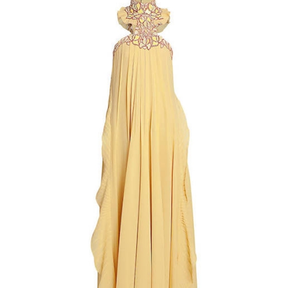 Chloe | Dresses | Chlo Womens Lace Highneck Silk Georgette Gown | Poshmark